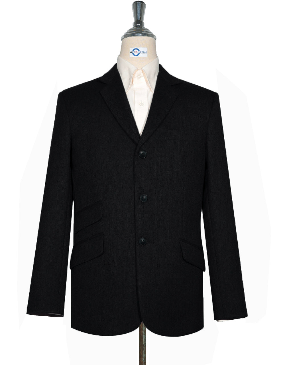 60s Vintage Style Black Herringbone Tweed Blazer Men's – Modshopping ...