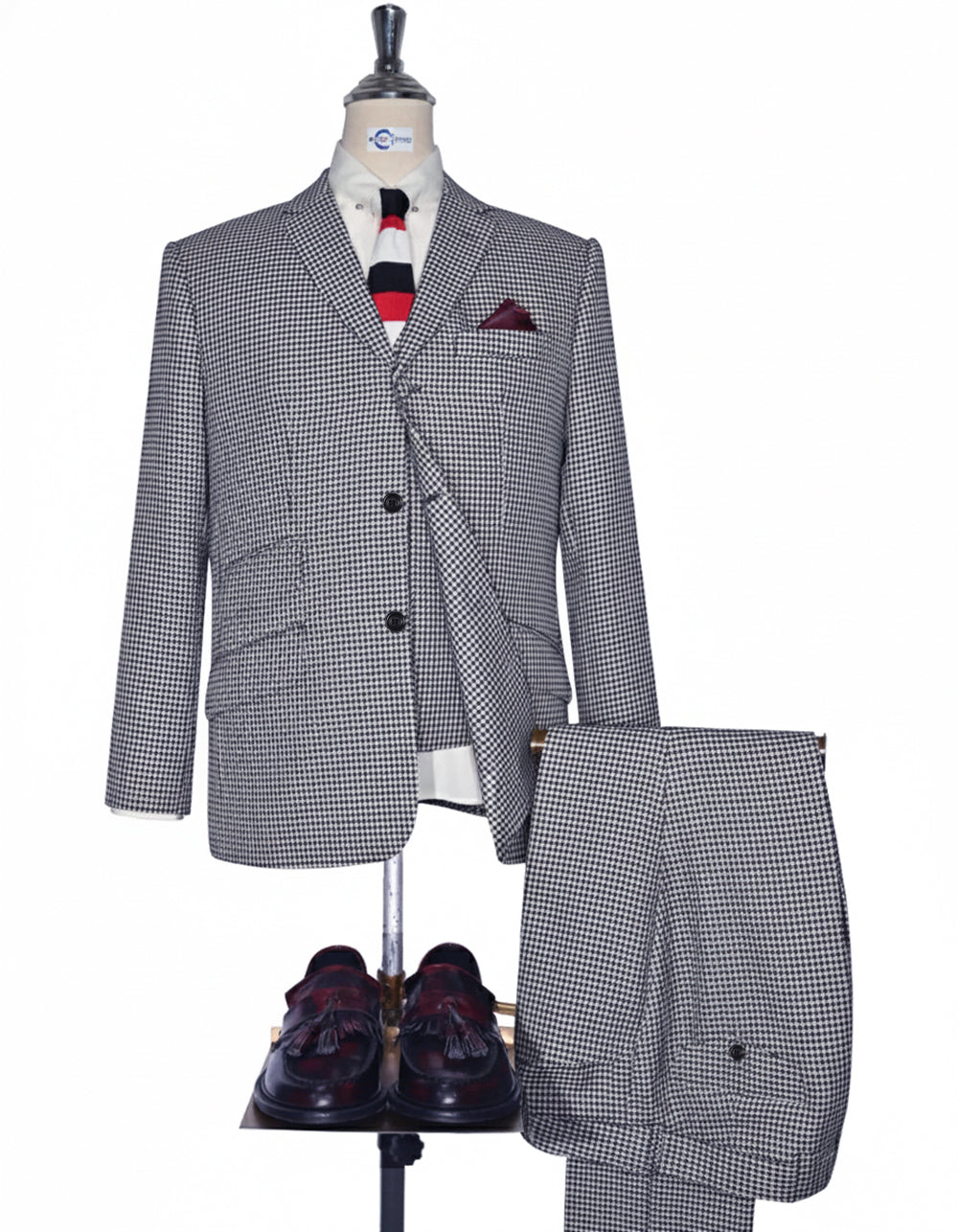 1960s Mod Black & White Houndstooth 3-Piece Suit – Modshopping Clothing