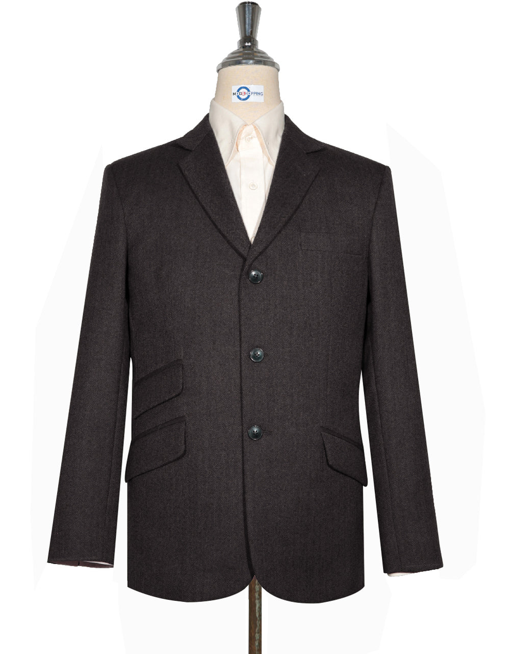 60s Vintage Style Brown Herringbone Tweed Blazer Men's – Modshopping ...