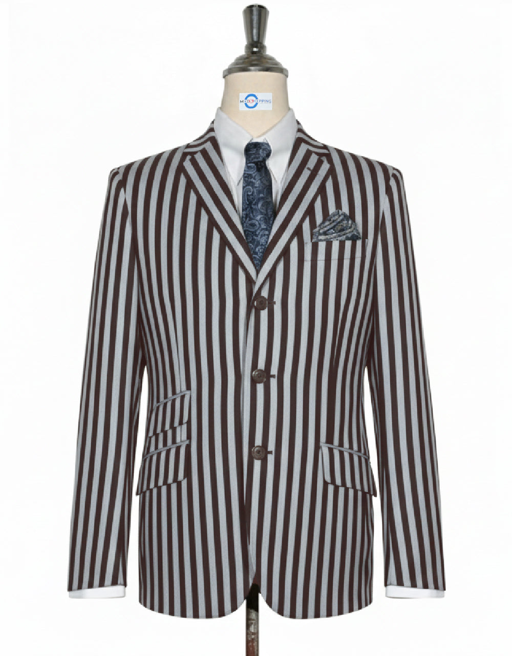 Boating Blazer - Brown and White Stripe Blazer – Modshopping Clothing