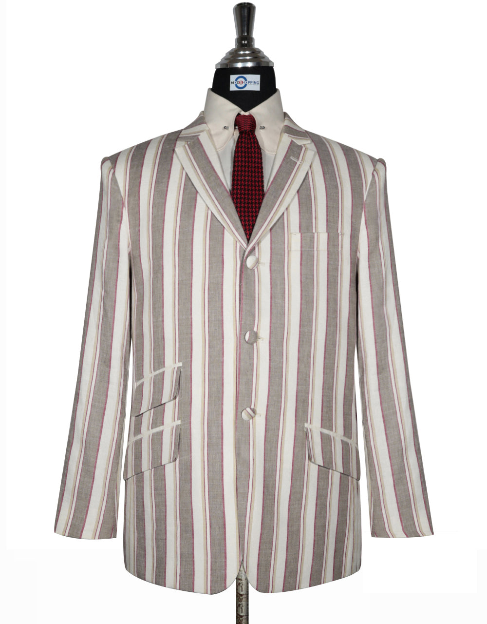 Boating Blazer - Cream and Brown Striped Blazer – Modshopping Clothing