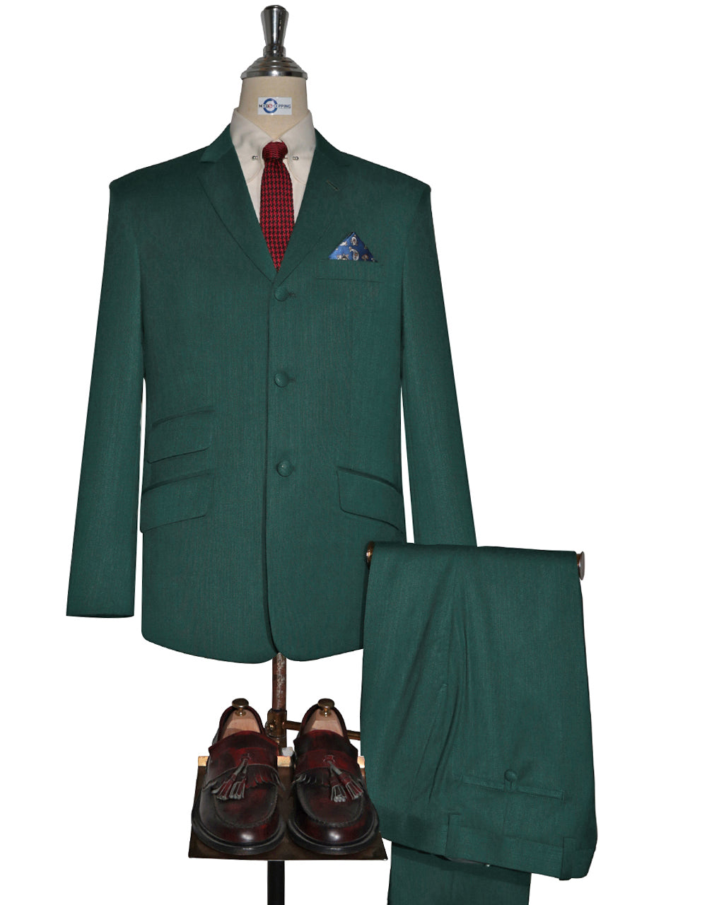 1960s Mod Suit in Green Birdseye – Retro Men’s Suit – Modshopping Clothing