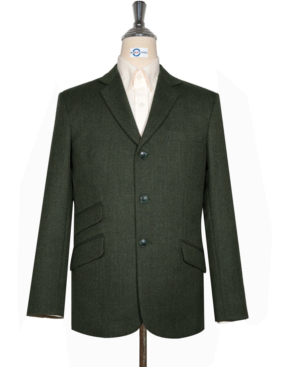 60s Vintage Style Olive Green Herringbone Tweed Blazer Men's ...