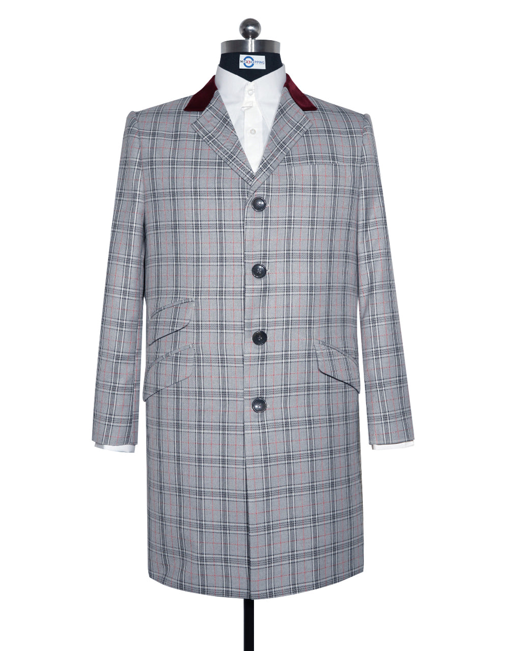 Grey and Black Prince of Wales Check Tweed Overcoat – Modshopping Clothing