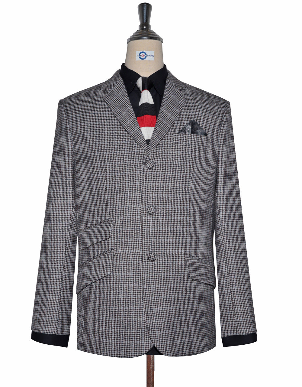 Mod Blazer - Grey and Brown Houndstooth Blazer – Modshopping Clothing