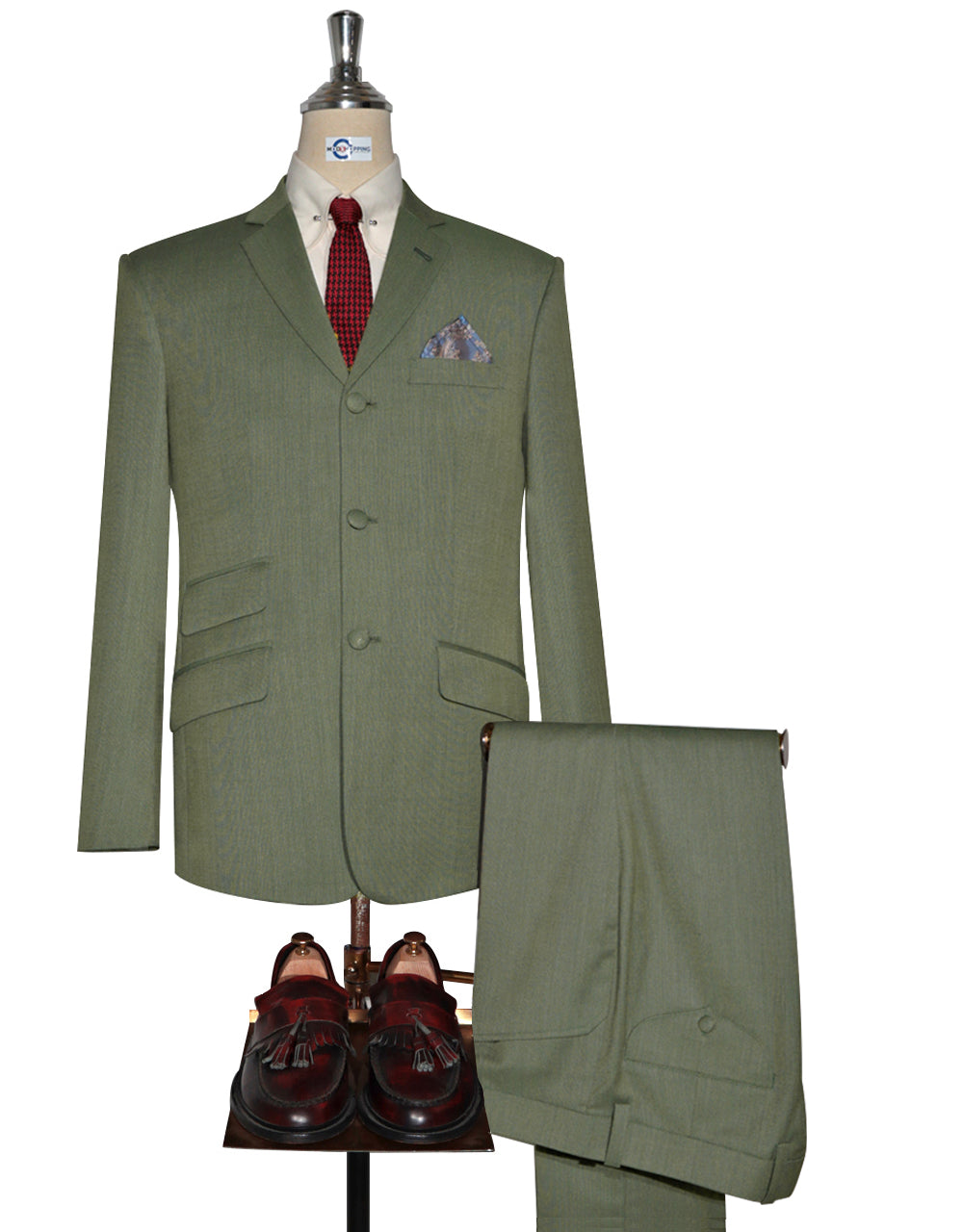 Tailored Olive Green & Khaki Suit – Classic Mod Two Tone Design ...