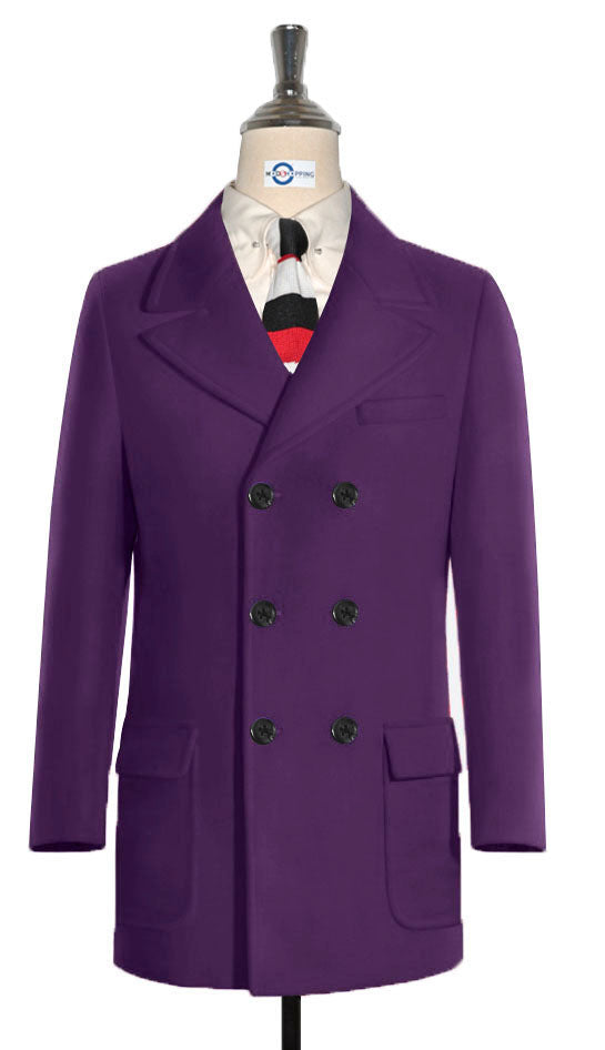 Men's Pea Coat | 60's Retro Purple Pea Coat for Men – Modshopping Clothing