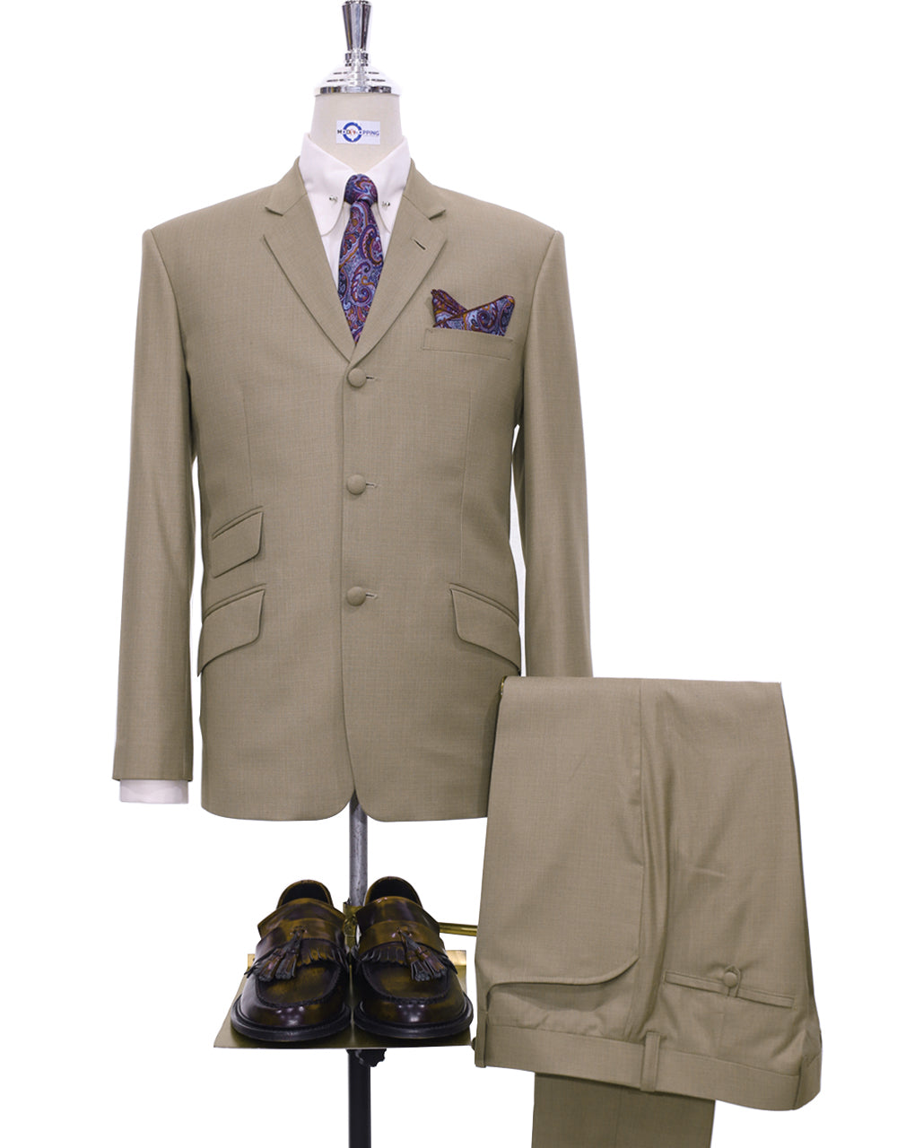 2 Piece Suit Men's | 60s Mod Fashion Pale Brown Suit – Modshopping Clothing