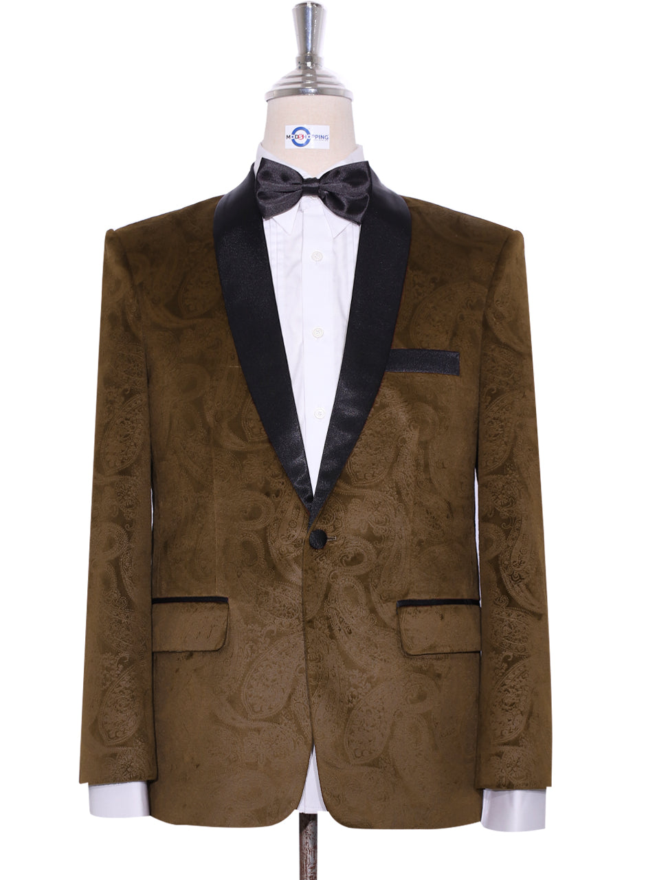 Tuxedo Jacket - Brown Paisley Tuxedo Jacket - Modshopping Clothing