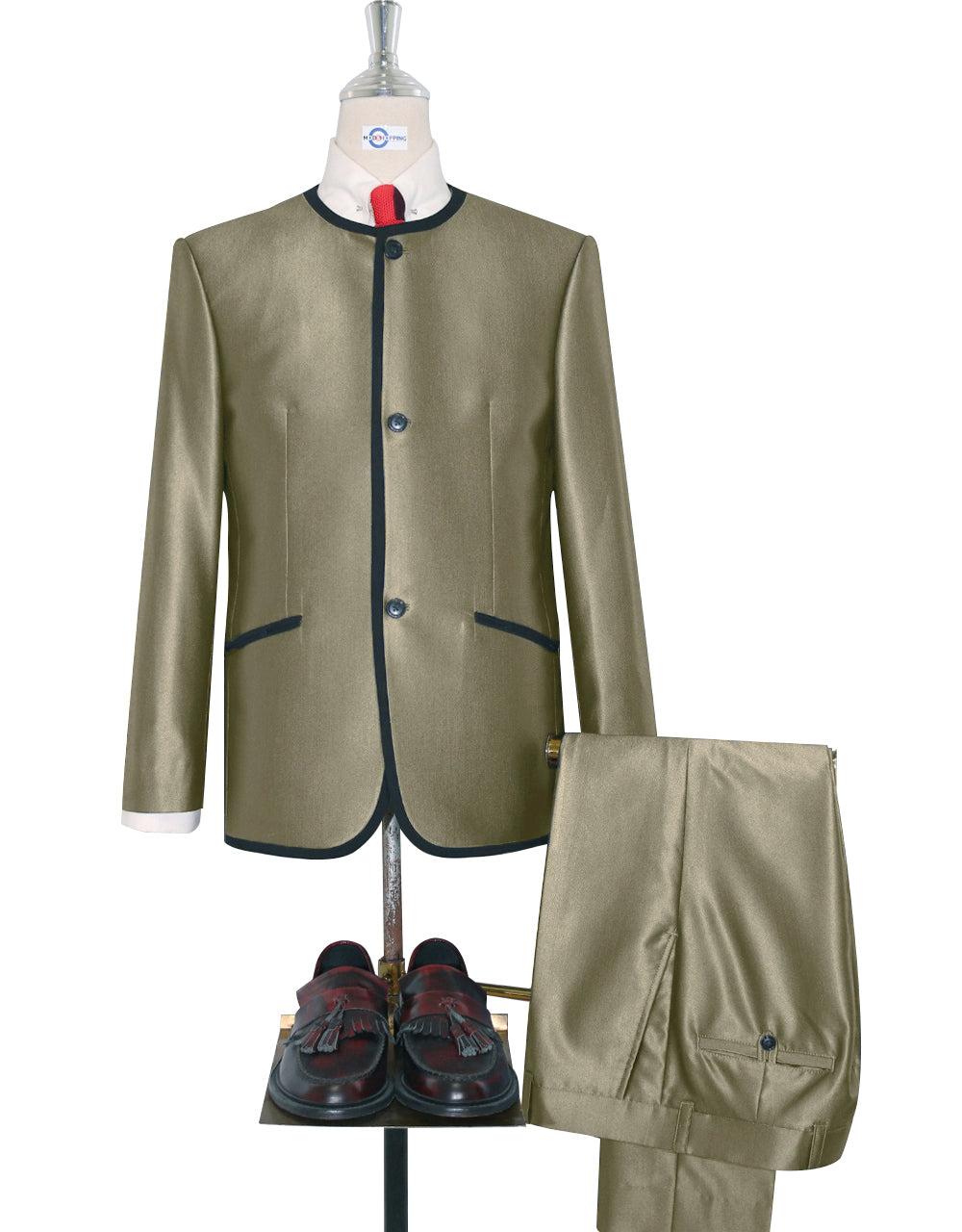 Beatle Collarless Suit | 60s Mod Fashion Gold Tonic Suit – Modshopping ...